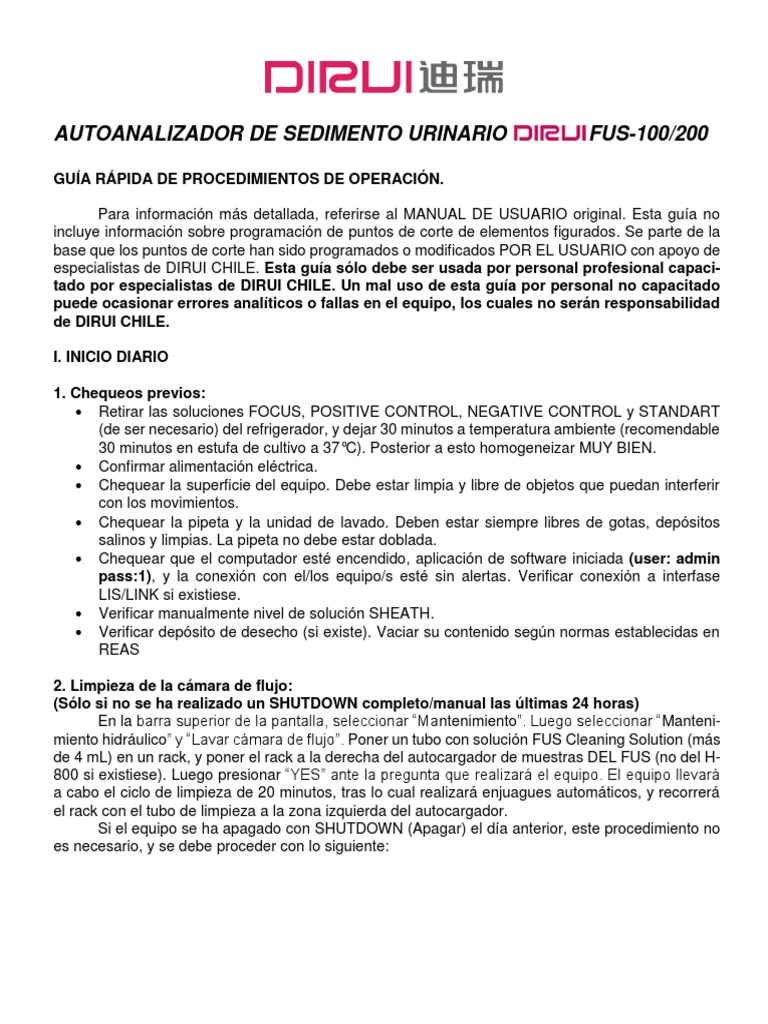 Dirui Chile - Guia Uso Rapido FUS-100 - 200 | PDF | Monitor de ...