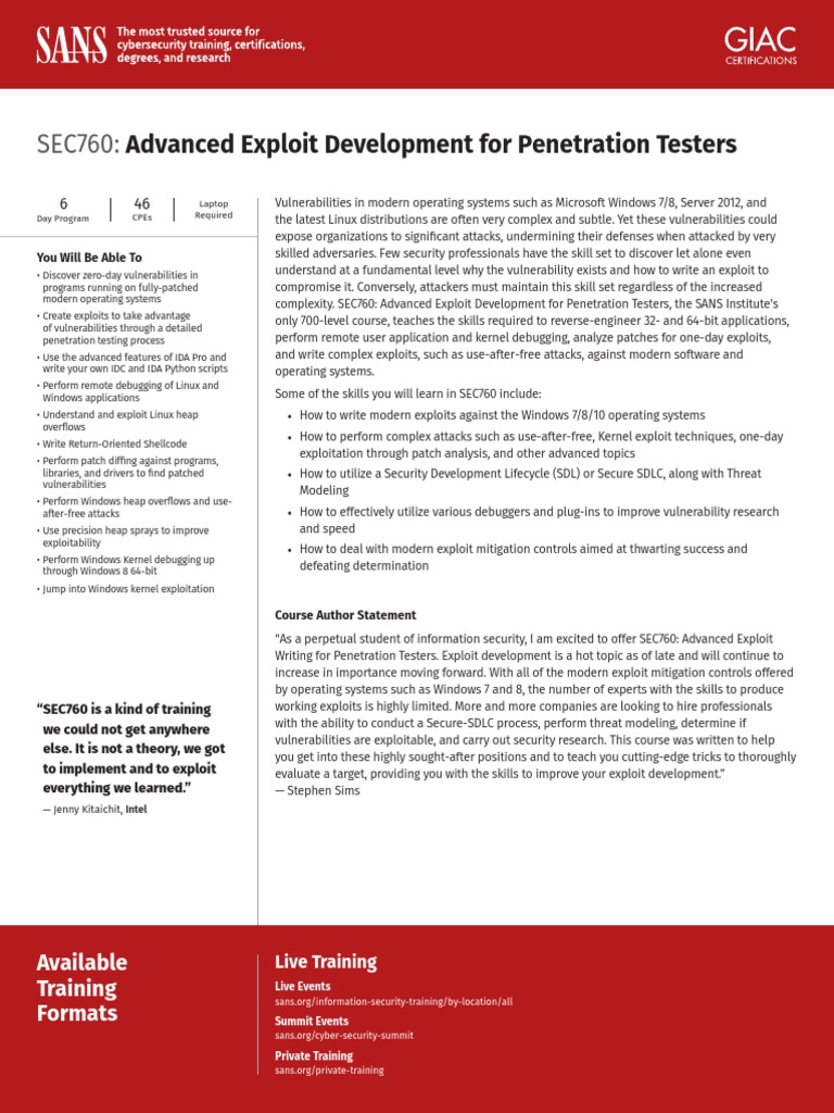 Advanced Exploit Development For Penetration Testers: Available ...