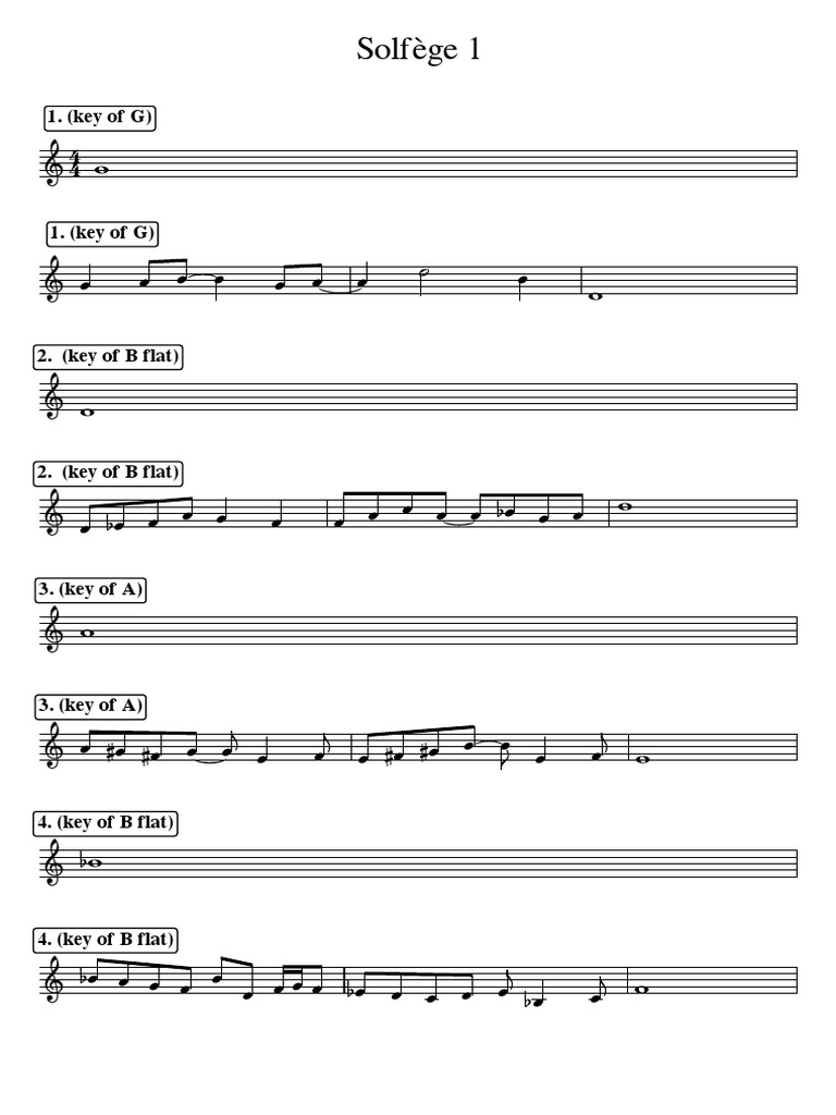 Solfège 1: 1. (Key of G) | PDF