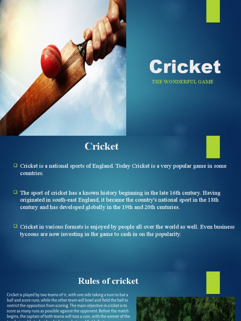 Presentation On Cricket | Download Free PDF | Cricket | Sports