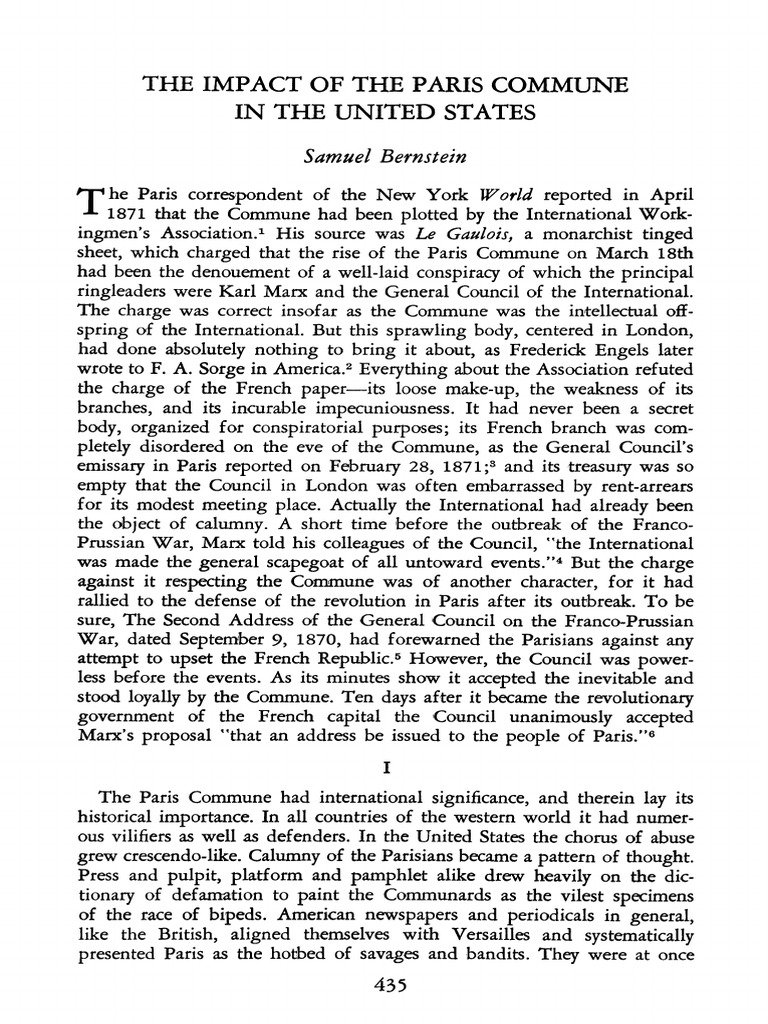 The Impact of The Paris Commune in The United States: Samuel Bernstein ...