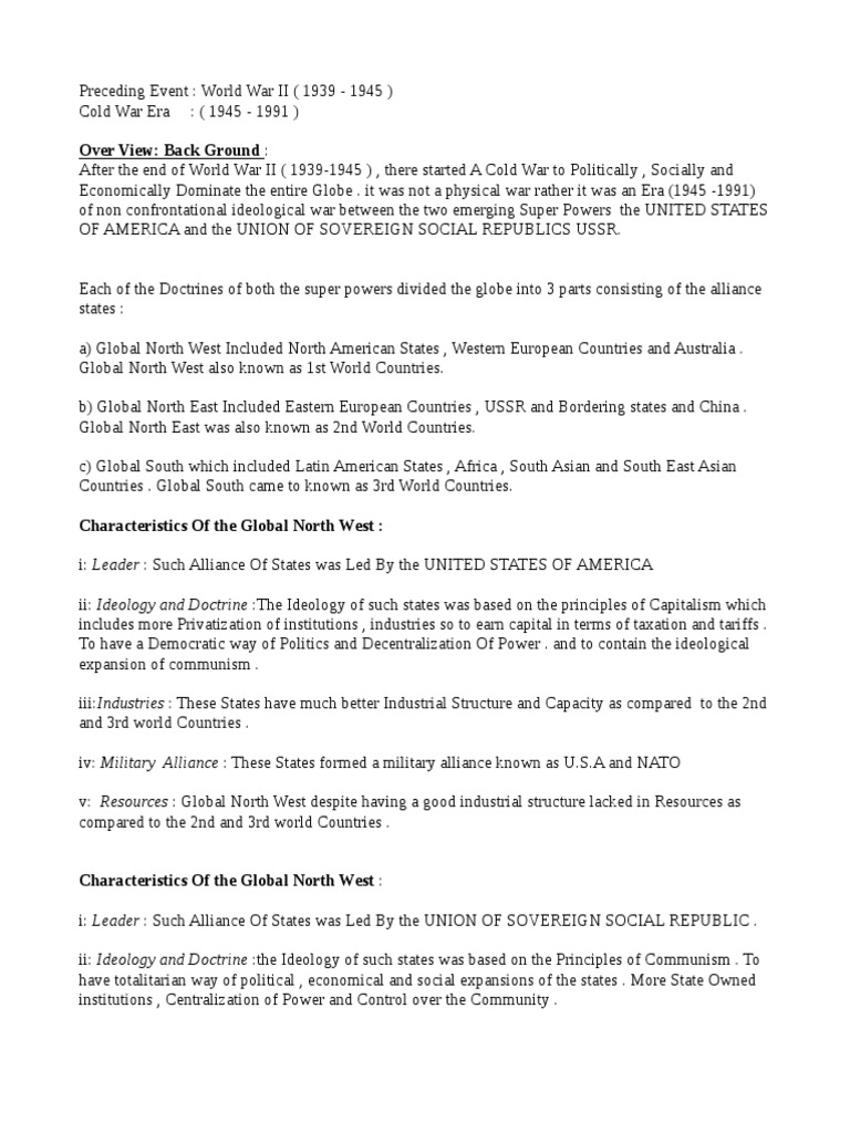 Cold War 1947 1991 Introduction | PDF | North–South Divide | Third World