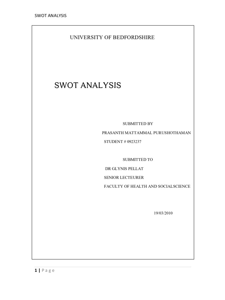 Swot Analysis | PDF | Nursing | Swot Analysis