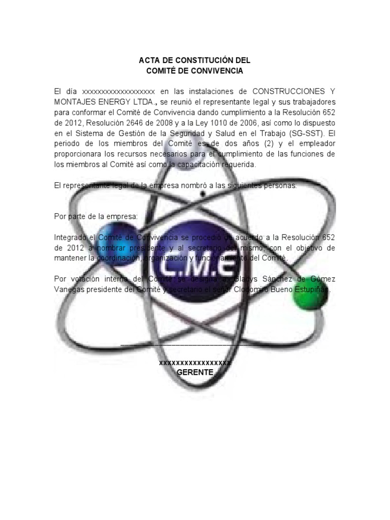 FT-SST-019 Formato Acta de Constitución Del Comité de Convivencia Laboral | PDF | Derecho
