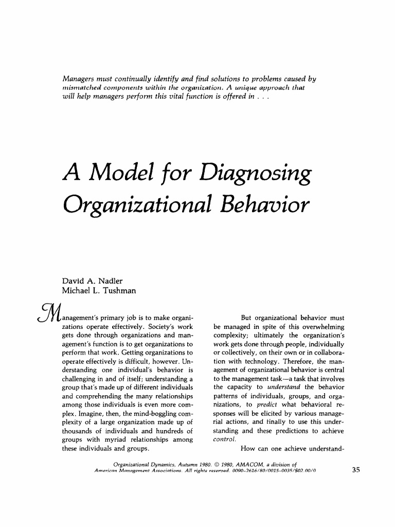 Nadler OB Model | PDF | System | Leadership