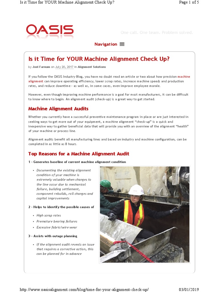 Is It Time For YOUR Machine Alignment Check Up? | PDF | Audit | Business