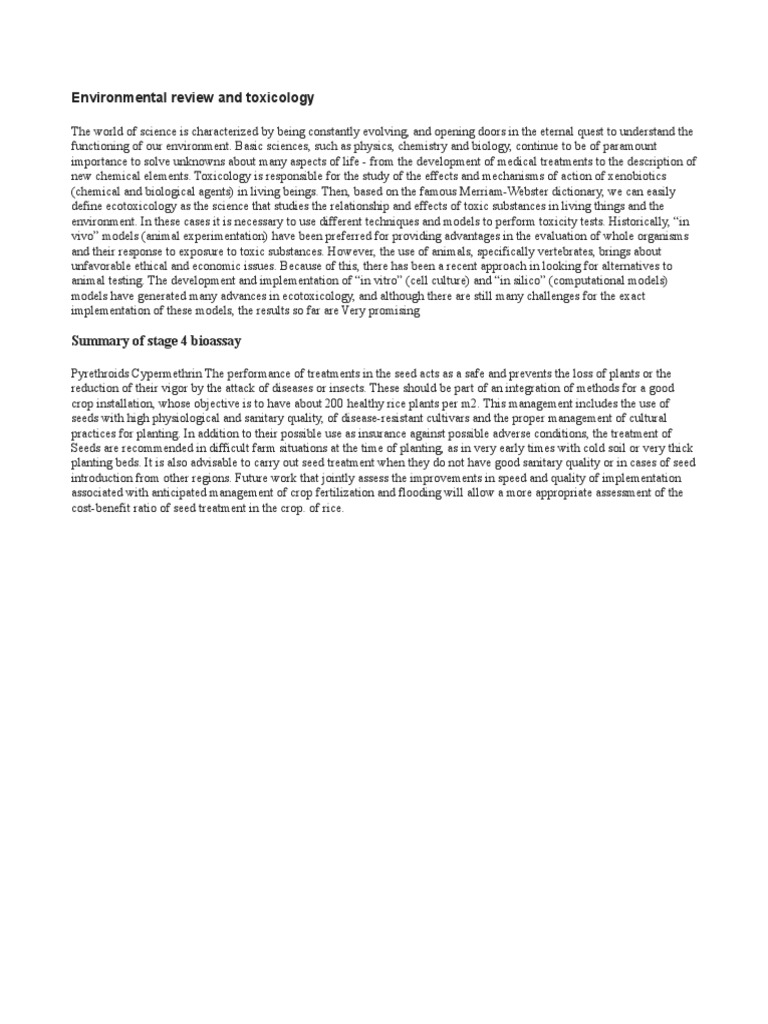 Environmental Review and Toxicology | PDF | Toxicology | Toxicity