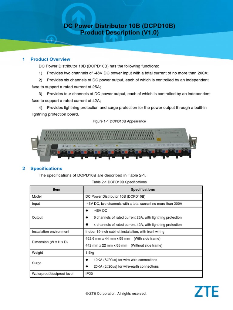 DC Power Distributor 10B (DCPD10B) Product Description (V1.0) | PDF ...