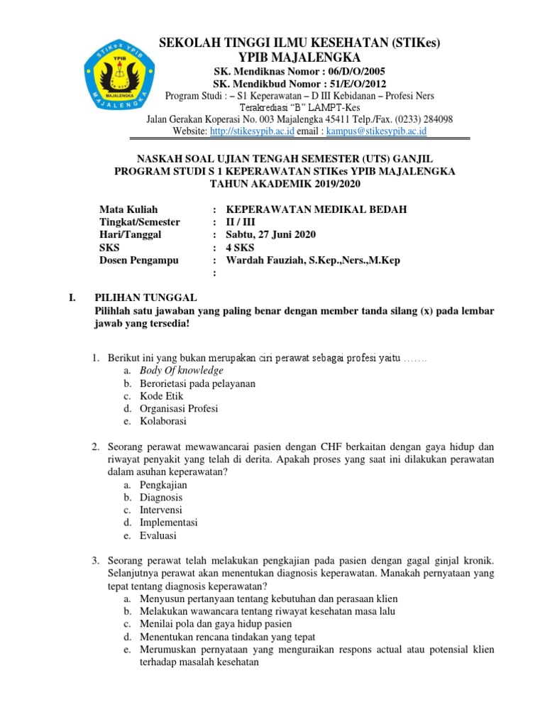 Soal KMB I Uts PDF | PDF