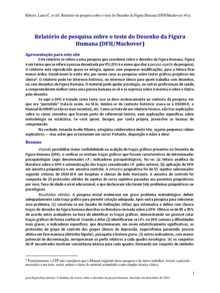 Desenho Da Figura Humana 11 - Relatório de Pesquisa DFH-Machover. | PDF ...