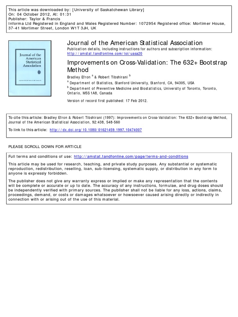 Improvements On CVBootstrap | PDF | Resampling (Statistics) | Cross Validation (Statistics)