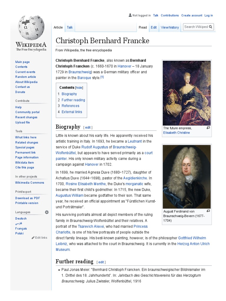 Christoph Bernhard Francke: Biography | PDF | Websites | Social ...
