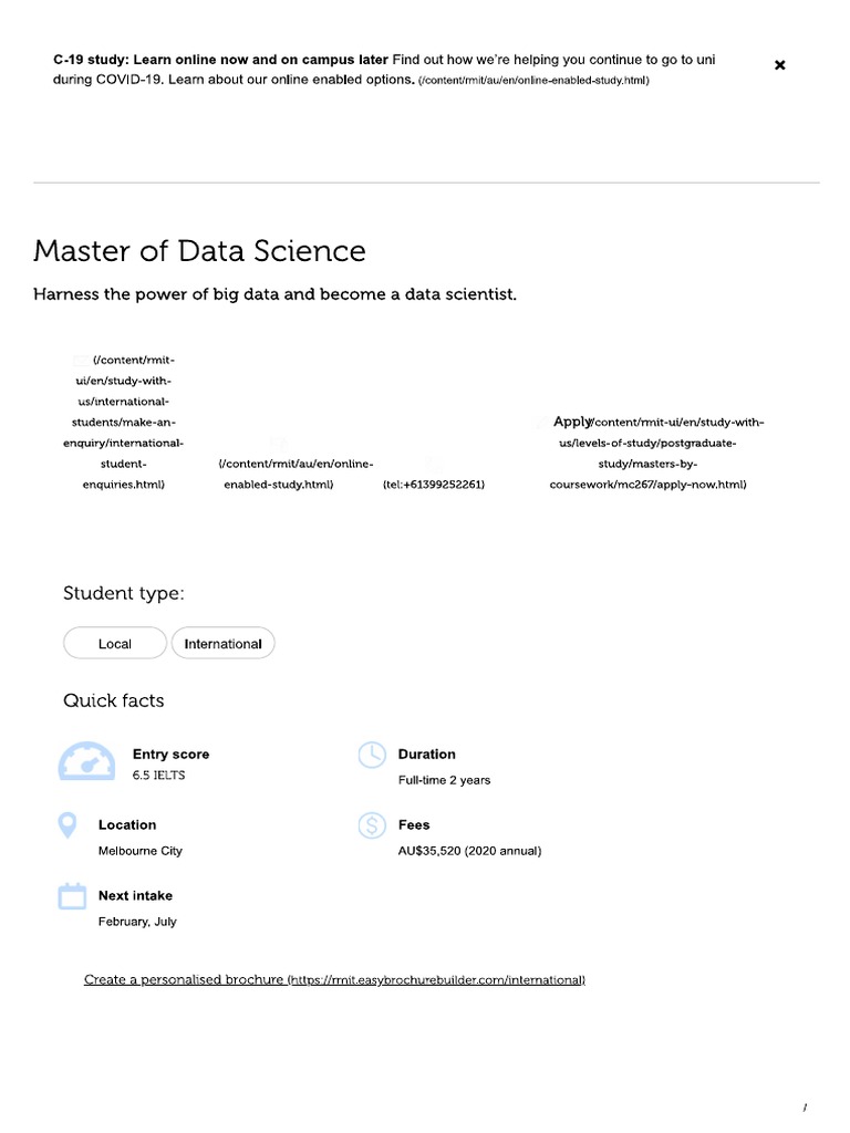 RMIT - MTech in Data Science | PDF