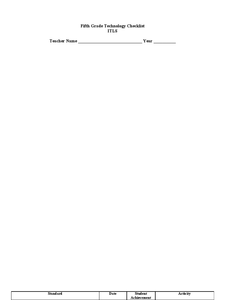 5th Grade Technology Checklist | PDF | Mass Media | Information