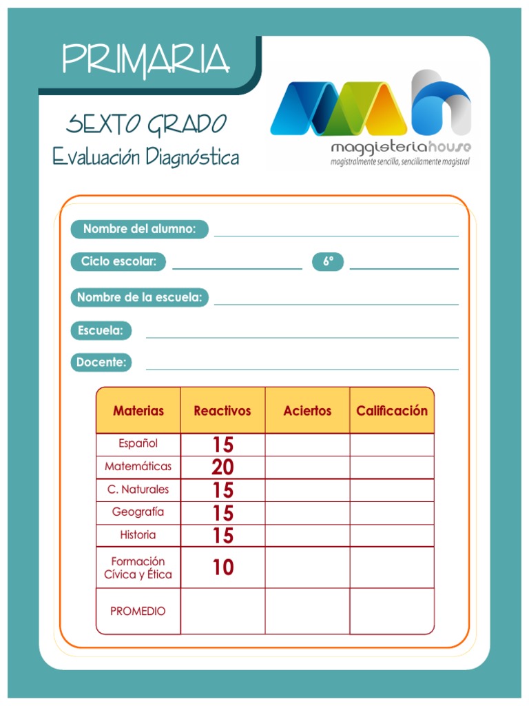 Evaluación Diagnóstica Sexto Grado | PDF | Aprendizaje | Modificación ...