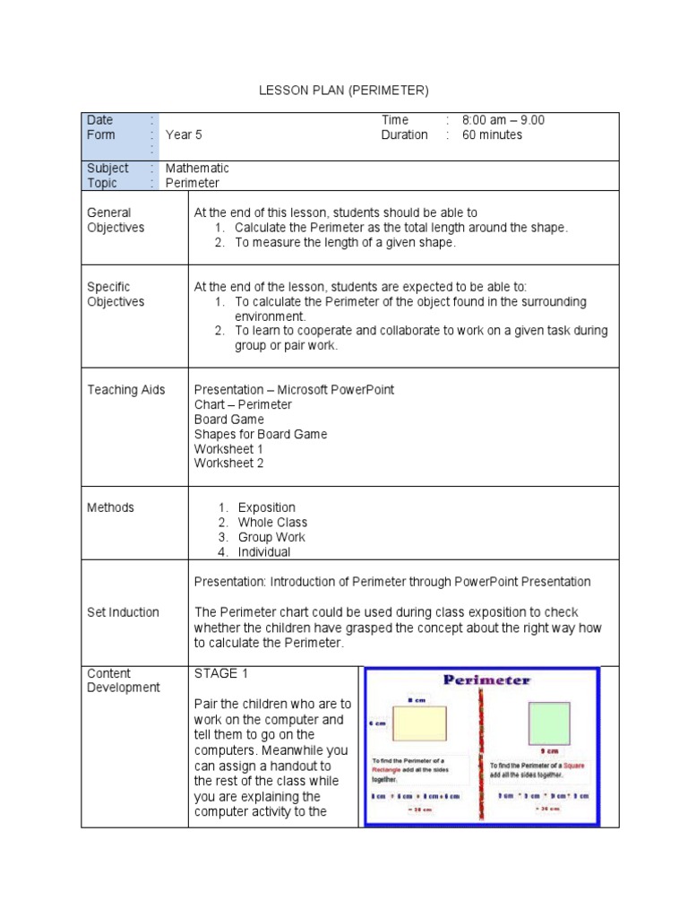 Lesson Planning Perimeter | PDF | Lesson Plan | Communication