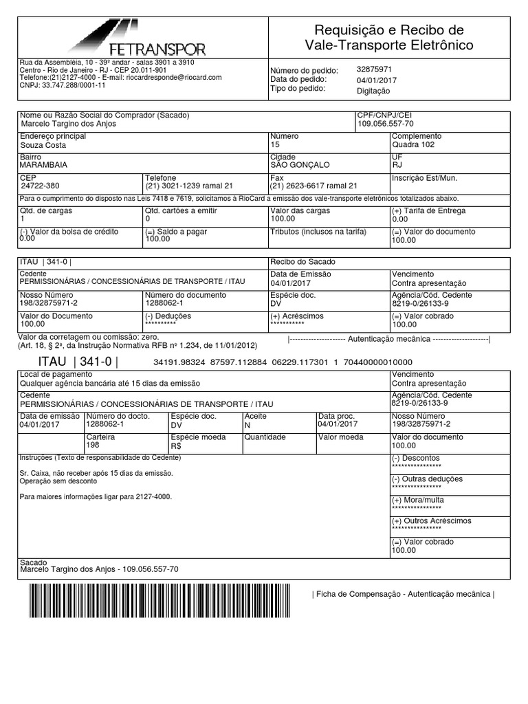 Riocard | PDF | Serviços (economia) | Pagamentos