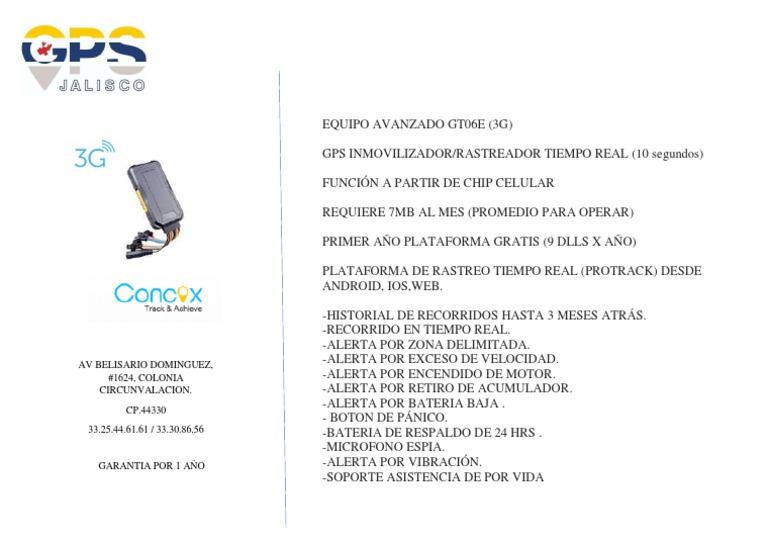 Rastreador GPS Inmovilizador GT06E 3G | PDF | Tecnología
