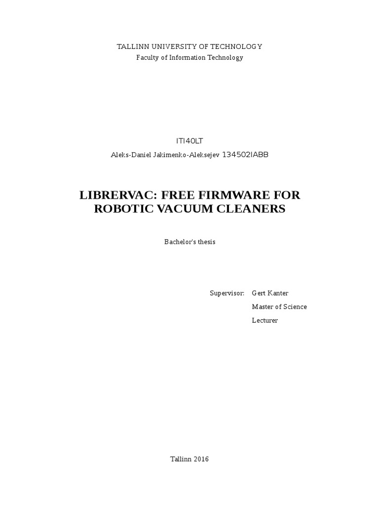 Librervac: Free Firmware For Robotic Vacuum Cleaners | PDF ...