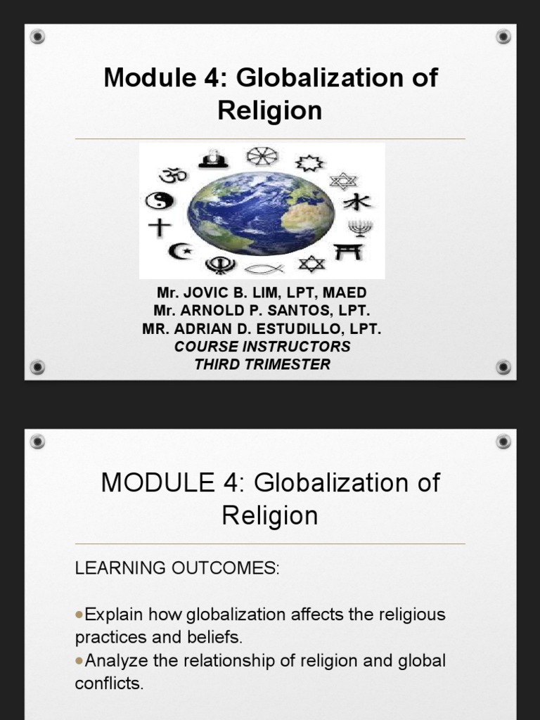 Module 4: Globalization of Religion: Mr. Jovic B. Lim, LPT, Maed Mr ...