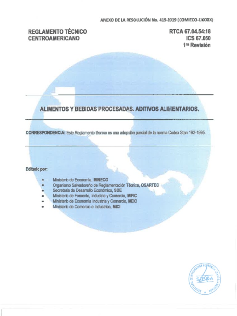 Anexo Res 419-2019 Rtca Aditivos Alimentarios | PDF