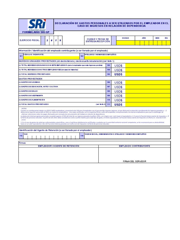 Formulario SRI - GP - Continente | PDF | Impuesto sobre la renta ...