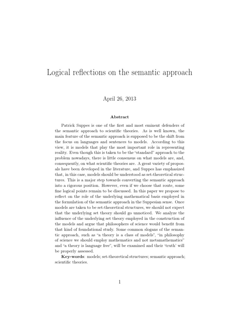 Semantic Approach in Scientific Theories | PDF | First Order Logic | Theory