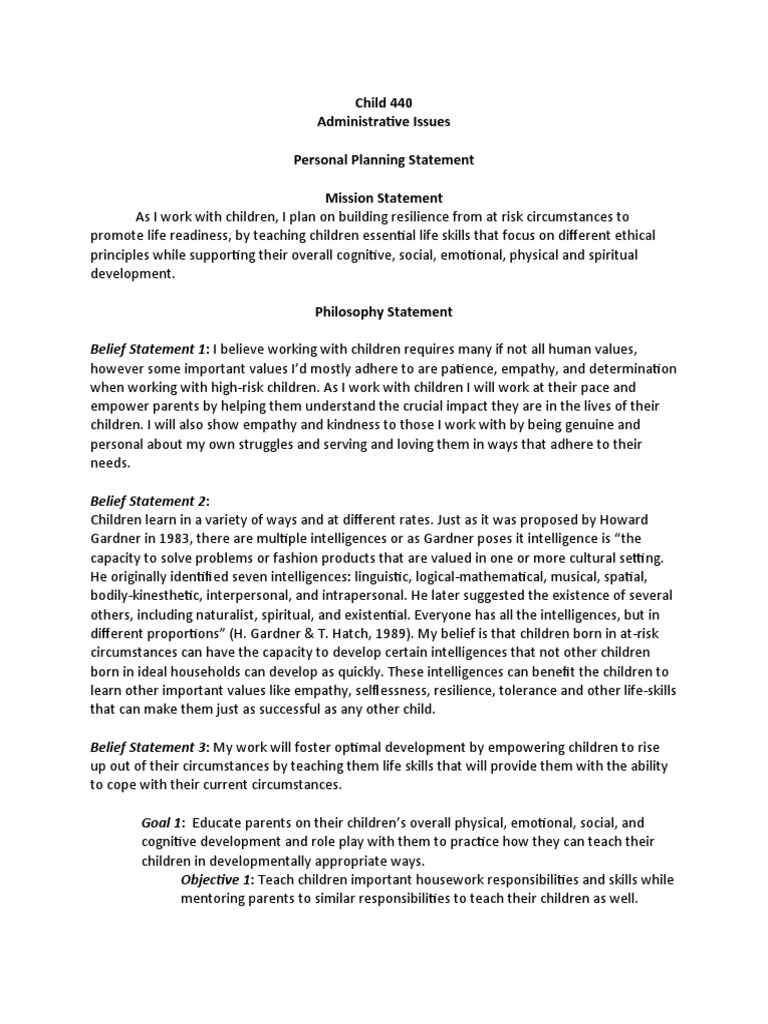 Personal Planning Statement | PDF | Empathy | Metaphysics Of Mind