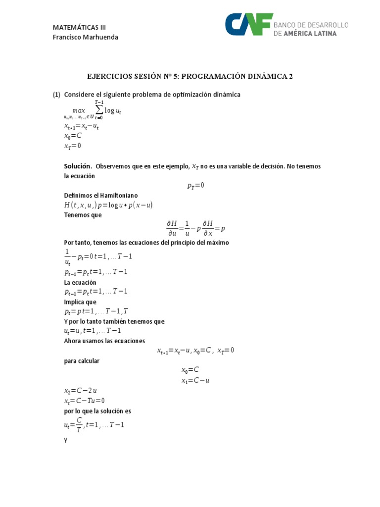 5-Programacion Dinamica 2-Soluciones | PDF | Ecuaciones | Enseñanza de ...