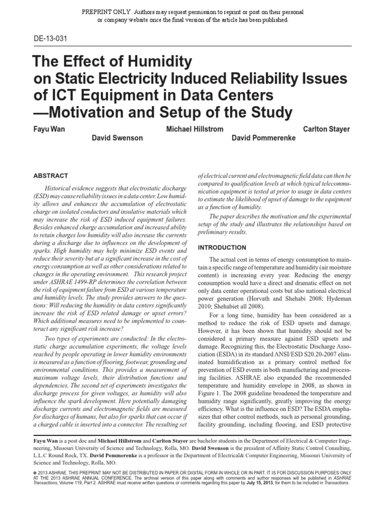 The Effect of Humidity On Static Electricity | PDF | Electrostatic ...
