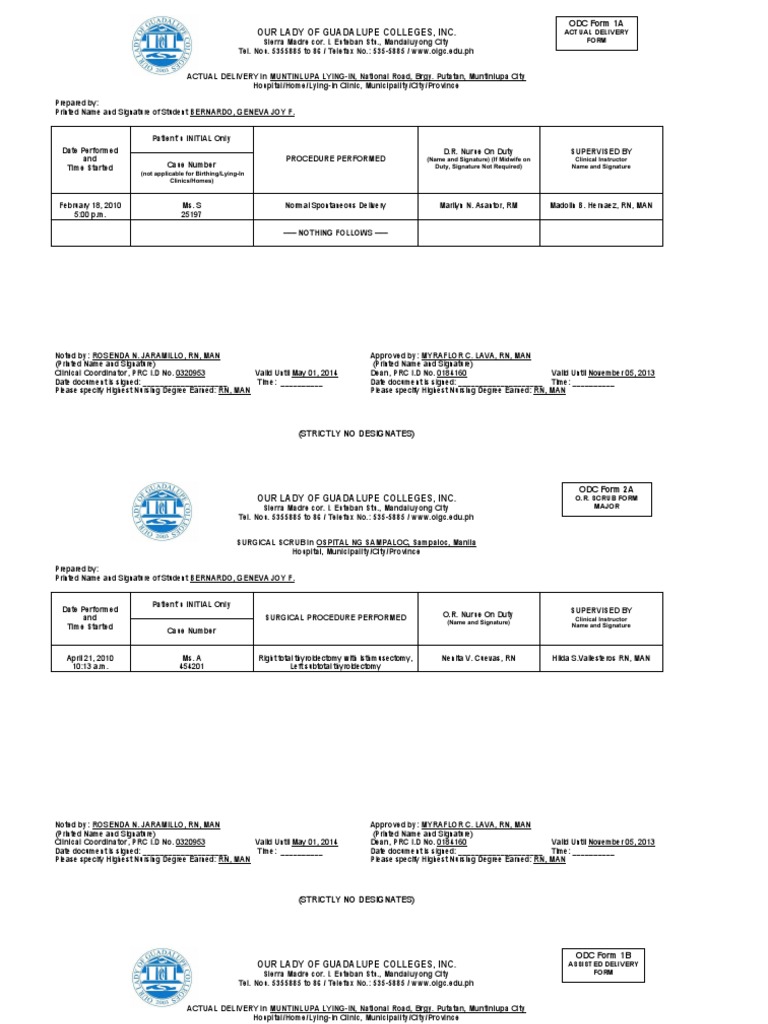 ODC FORM 1 Ko | PDF | Nursing | Neonatal Intensive Care Unit