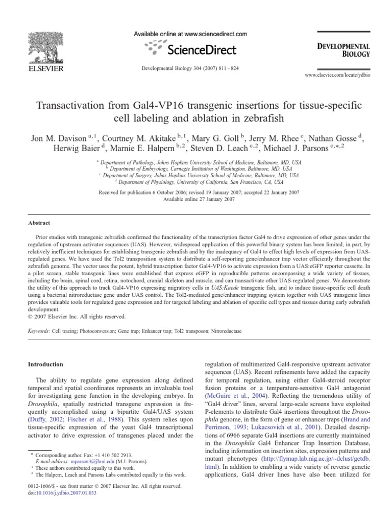 Transactivation From Gal4-VP16 Transgenic Insertions For Tissue ...