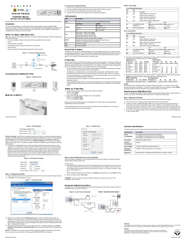 IP150 Internet Module: Installation Manual Version 4.40 and Higher | PDF | Ip Address | Router ...