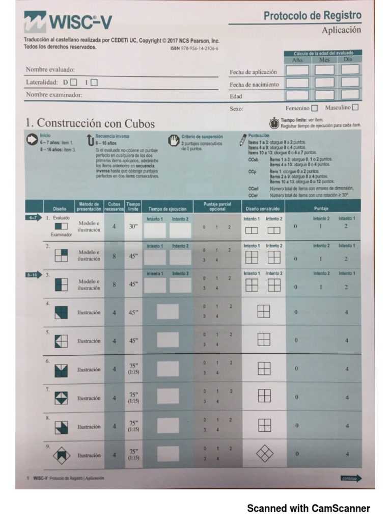 Protocolo WISC V | PDF