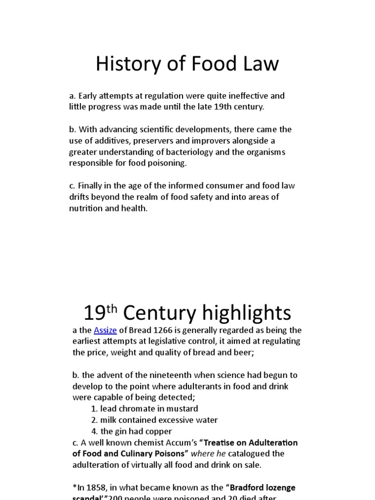Evolution of Food Law and Safety | PDF | Food Safety | Hazard Analysis ...