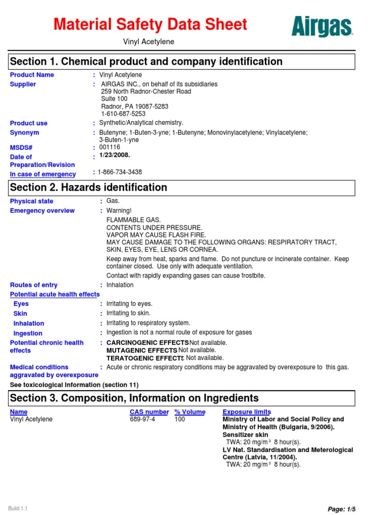 Acetylene | PDF | Dangerous Goods | Toxicity