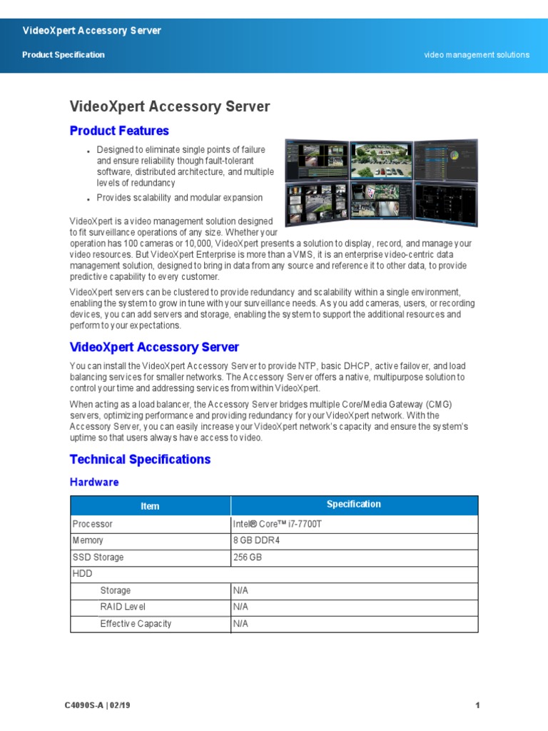 Pelco VideoXpert Accessory Server | PDF | Server (Computing) | Scalability
