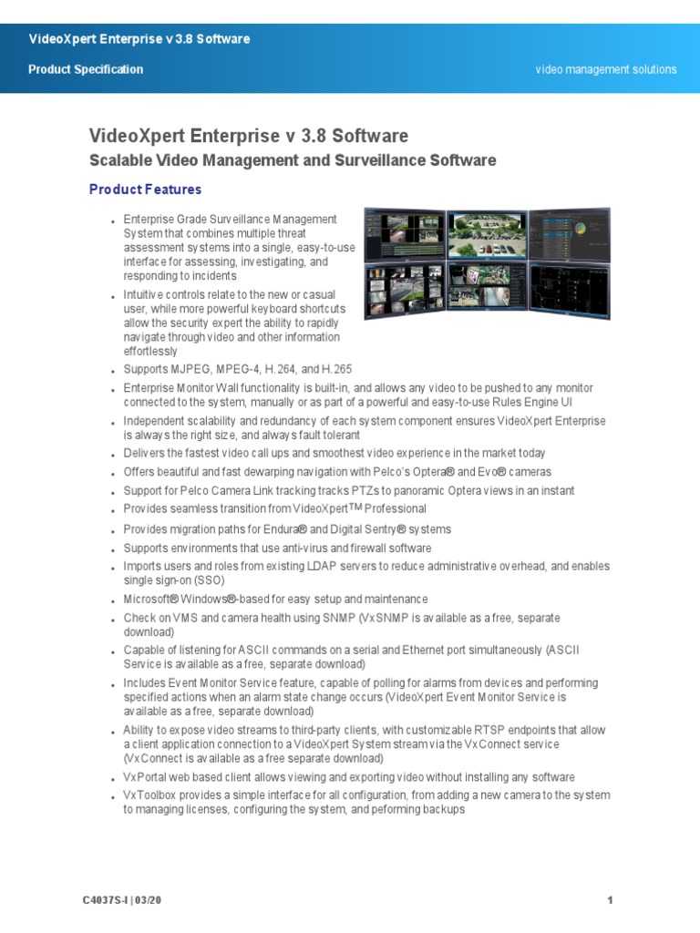 Pelco VideoXpert Enterprise V 3.8 | PDF | Microsoft Windows | Databases