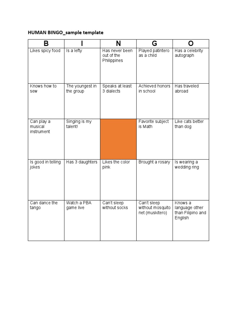 Human Bingo | PDF