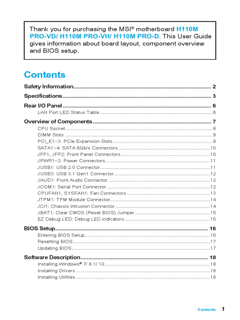 H110M Pro-Vd/ H110M Pro-Vh/ H110M Pro-D | PDF | Bios | Booting