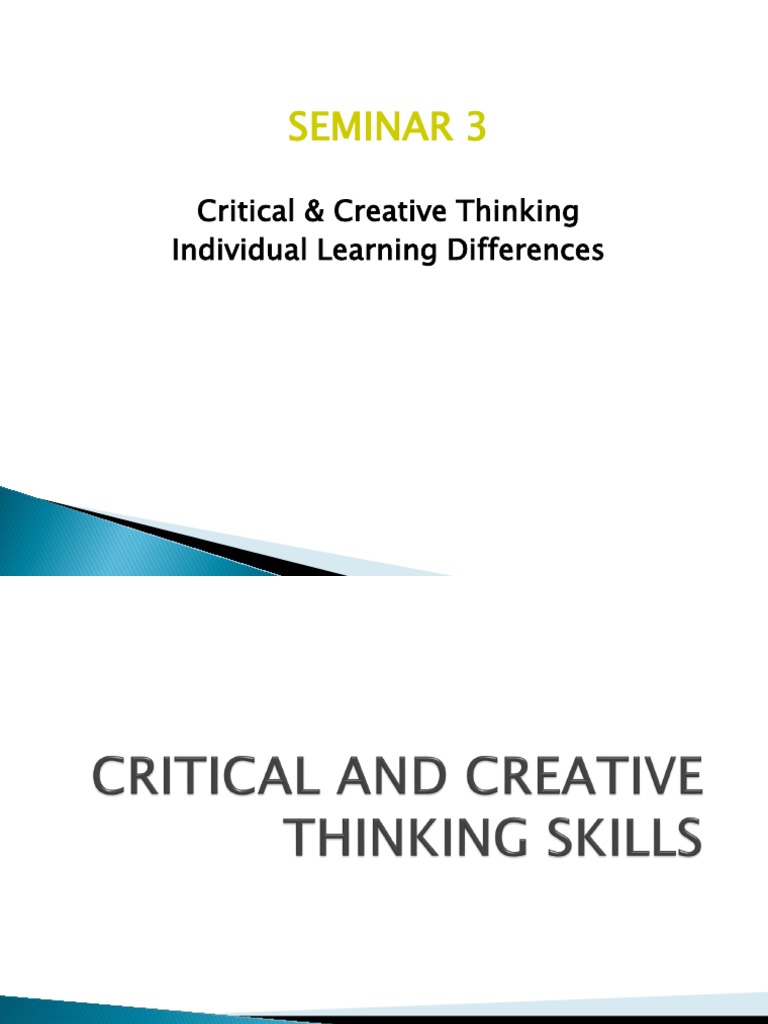Critical and Creative Thinking Skills | PDF | Learning Styles ...
