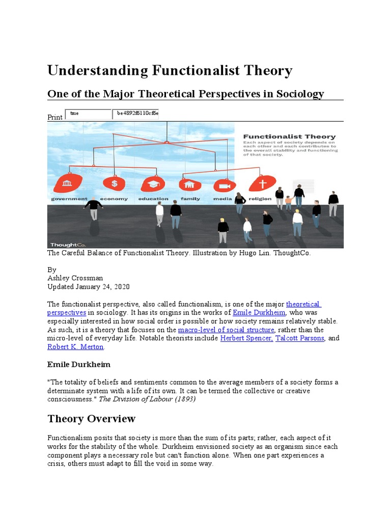 Understanding Functionalist Theory | PDF | Sociology | Émile Durkheim