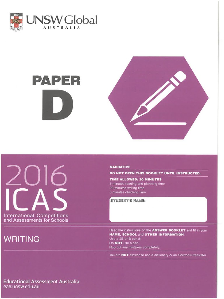 2016 ICAS Writing Paper D PDF | PDF