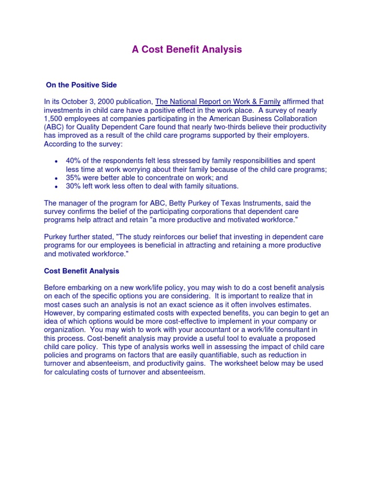 A Cost Benefit Analysis | PDF | Turnover (Employment) | Cost–Benefit ...
