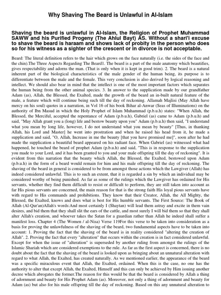 Why Shaving the Beard is Unlawful in Al-Islam | Beard | Prophets And ...