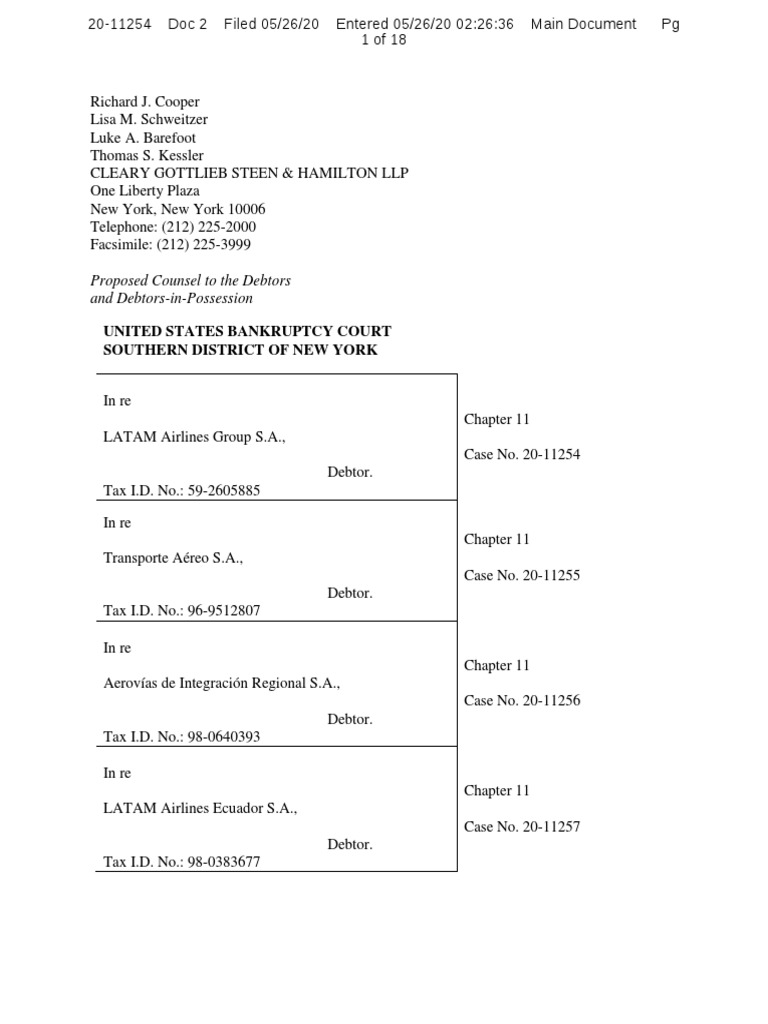 Proposed Counsel To The Debtors and Debtors-in-Possession: United ...