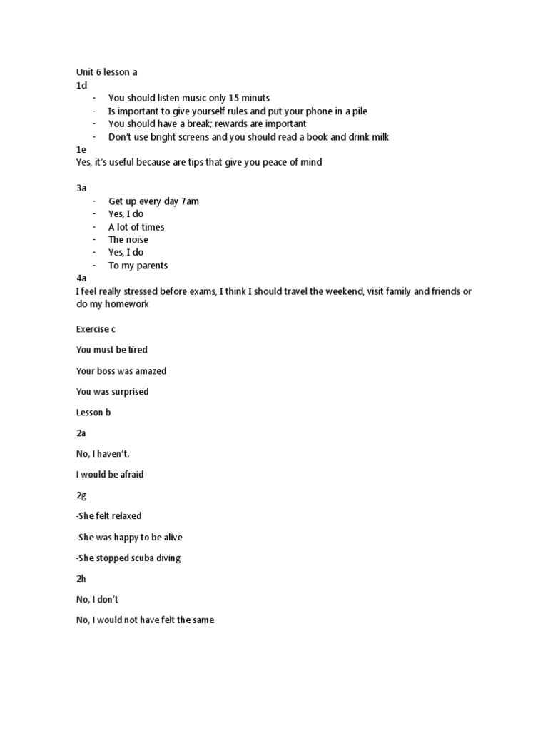 Unit 6 Lesson B | PDF | Self-Improvement