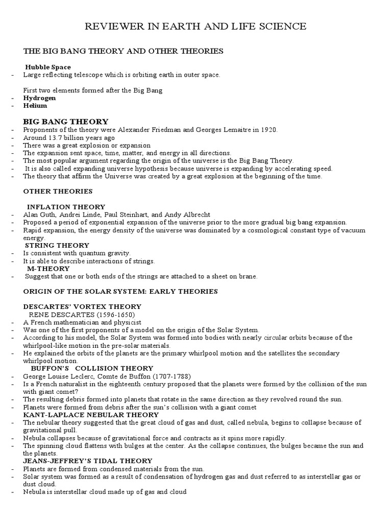 Grade 11 Reviewer in Earth and Life Science | PDF | Solar System ...