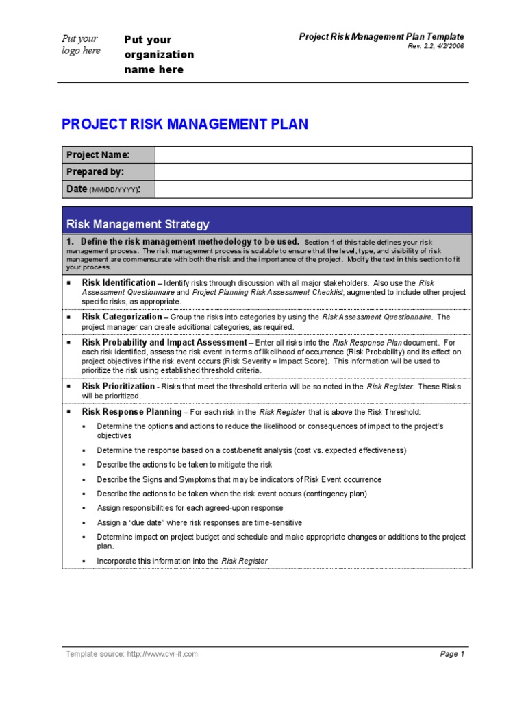Risk Management Plan Template | PDF | Risk Management | Risk Assessment