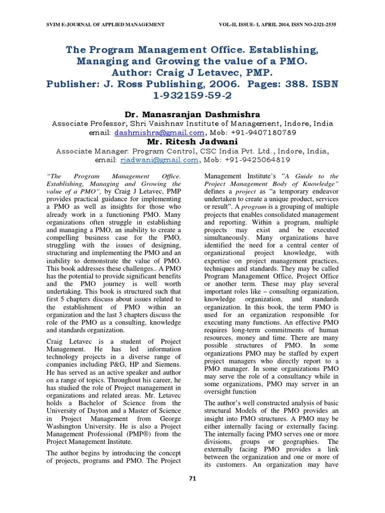 The Pmo Paper | Download Free PDF | Project Management | Mentorship